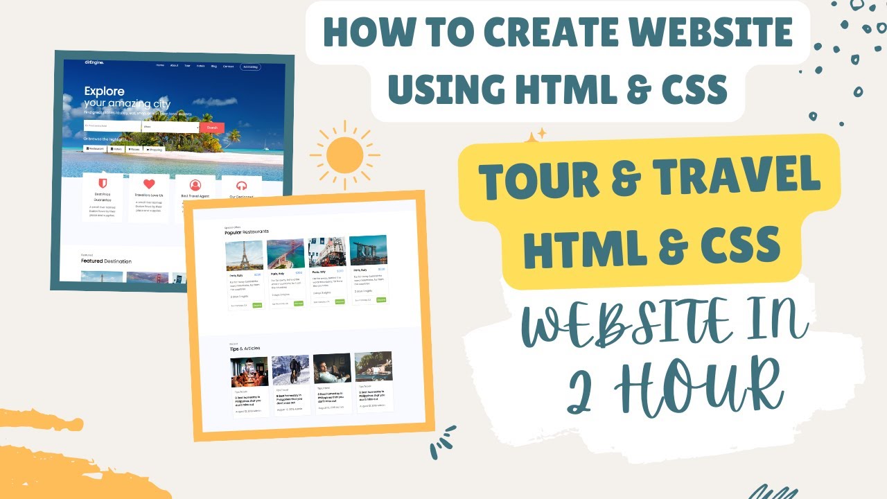 Tour and Travel: How to Make Website Using HTML & CSS | Website Design with HTML & CSS - YouTube