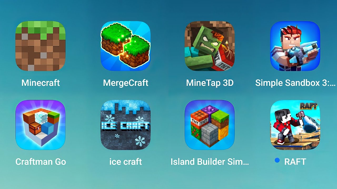 Minecraft, MergeCraft, MineTap 3D, Slime Sandbox 3, Craftman Go, Ice ...