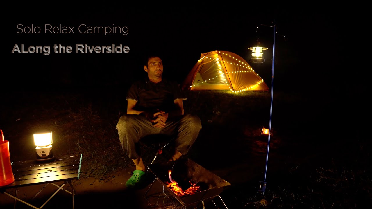 Solo Relaxing Camping Along the Riverside| Cosy Shelter, Lovely Weather ...