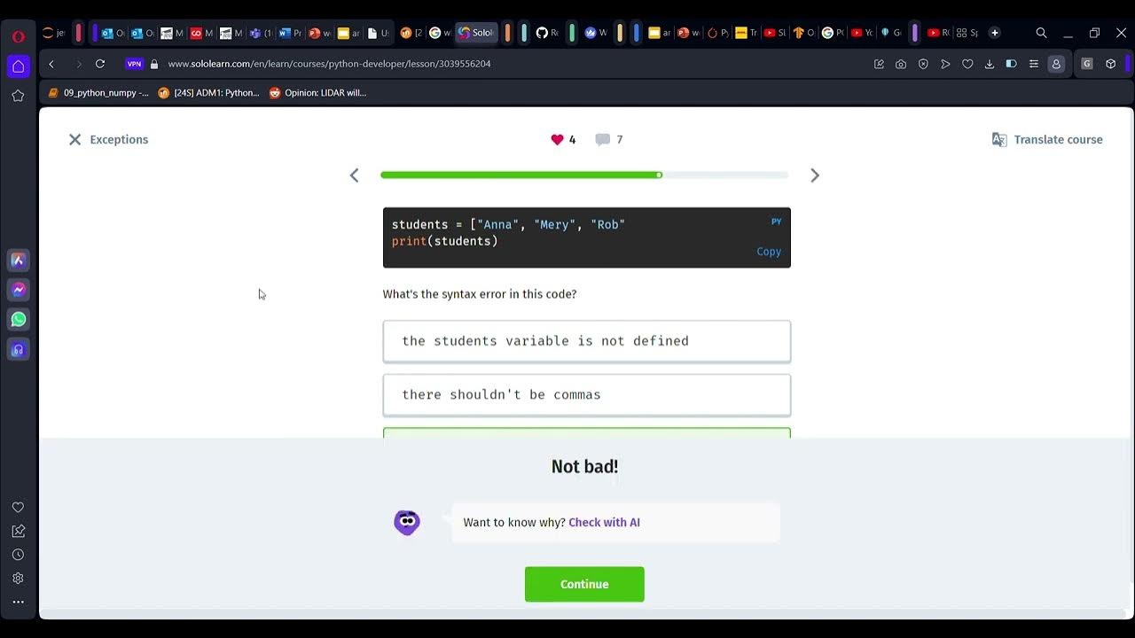 59 Exceptions Python Developer Sololearn Youtube