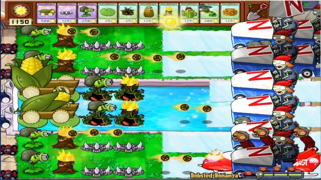 Plants vs Zombies Cob Cannon vs Zomboni vs Zombie Bobsled Team - YouTube