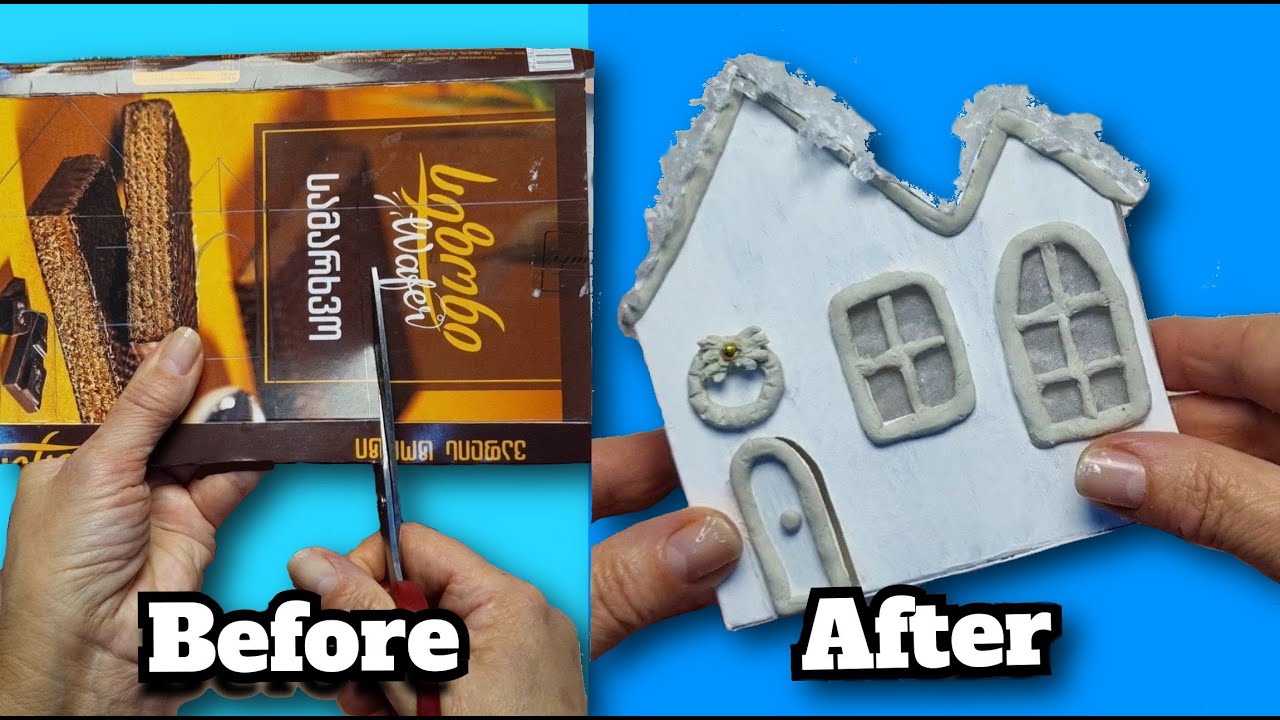 Diy Cardboard Winter Mini House with Snowy Roof | Simple Idea with ...