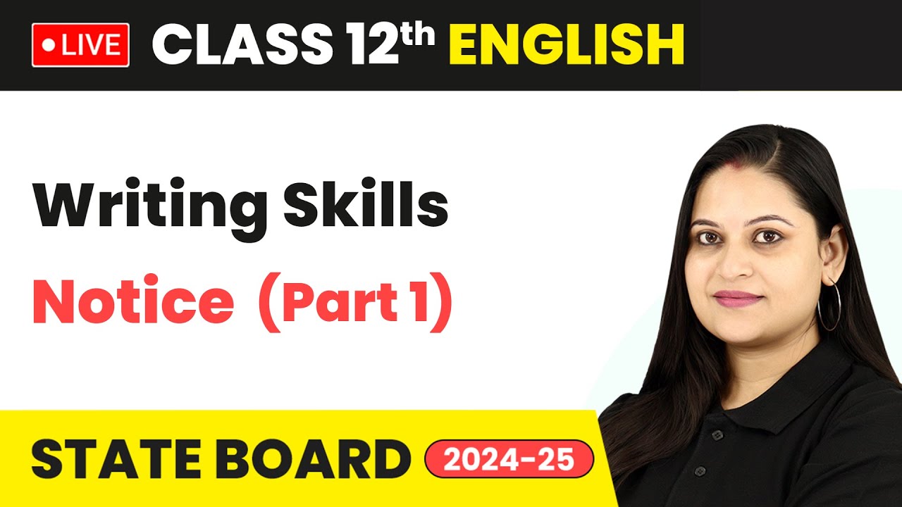 Writing Skills - Notice (Part 1) | Class 12 English | State Board 2024 ...