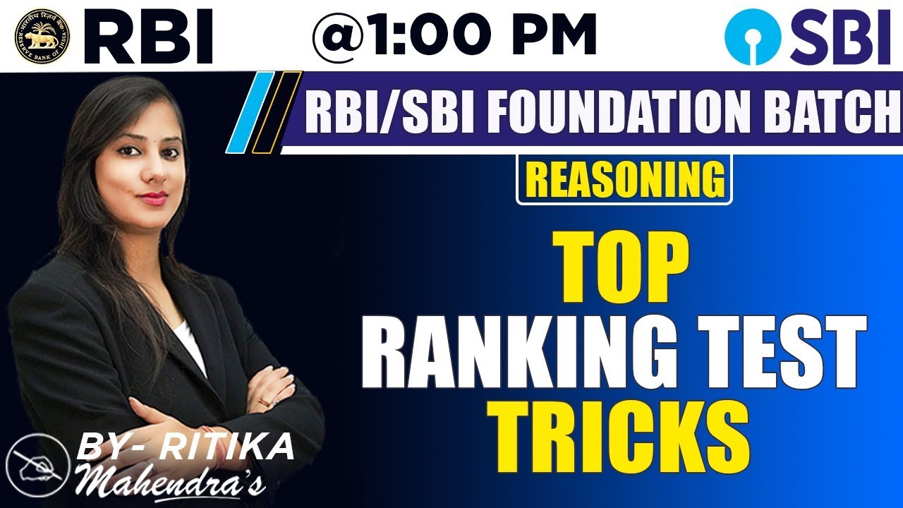 Top Ranking Test Tricks Reasoning By Ritika Mahendras SBI RBI Top Ranking Test Tricks Reasoning By Ritika Mahendras SBI RBI