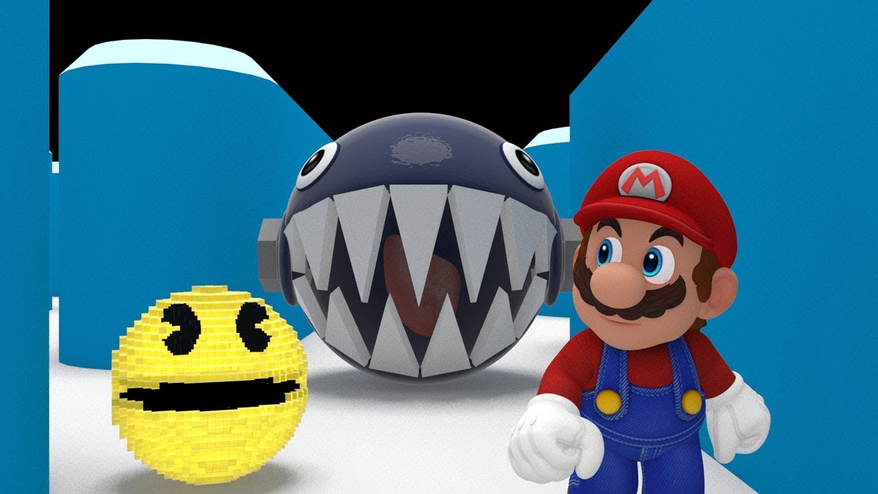 Pacman vs Chain Chomp vs Super Mario - YouTube