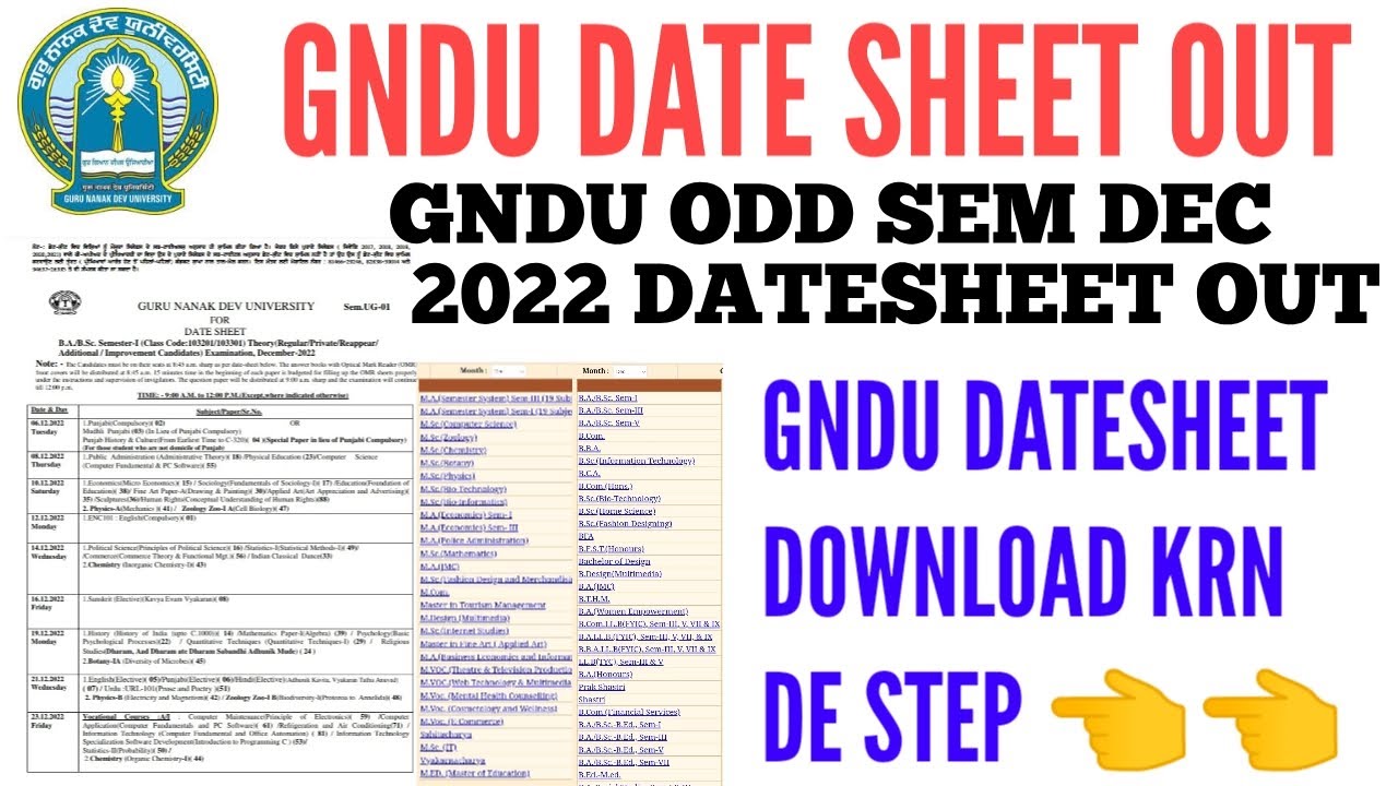 Gndu Datesheet Out How To Download Gndu Datesheet 2022 Gndu All