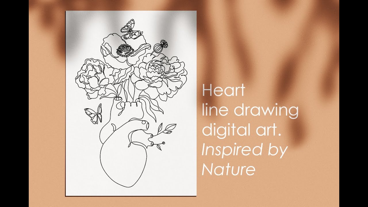 Heart line drawing digital art. Inspired by Nature - YouTube