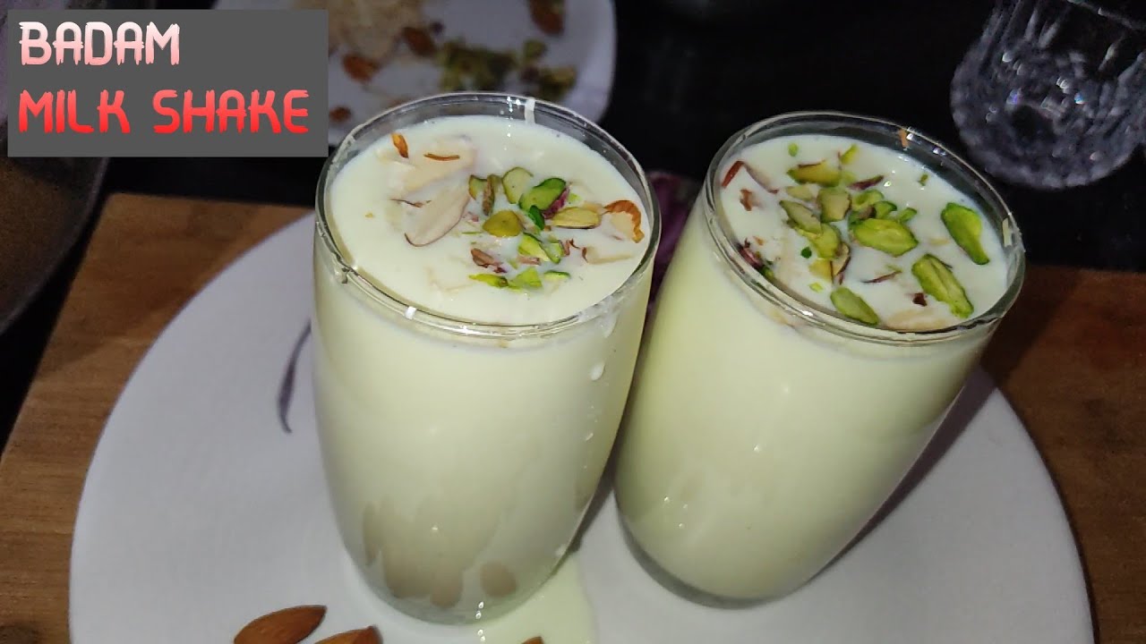 Badam Milk Shake Recipe | Almond Milk | Badam Milkshake - YouTube