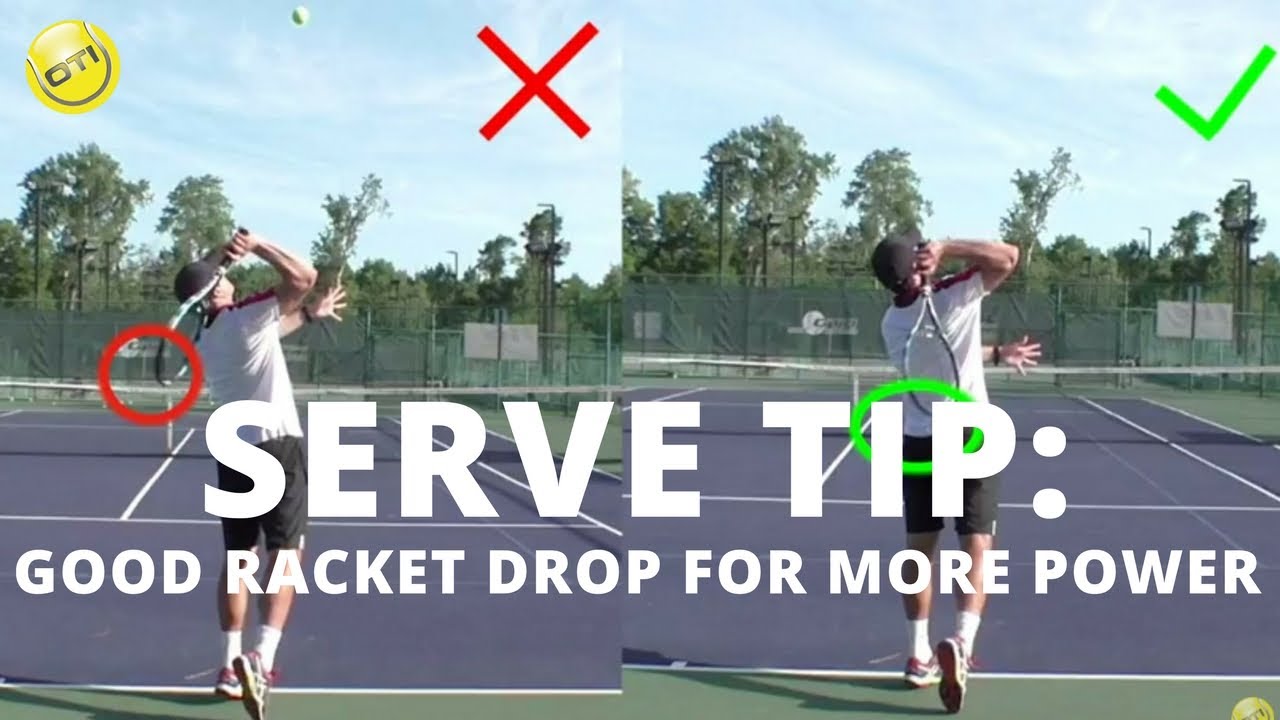 Tennis Serve Tip: A Good Racket Drop For More Power - YouTube