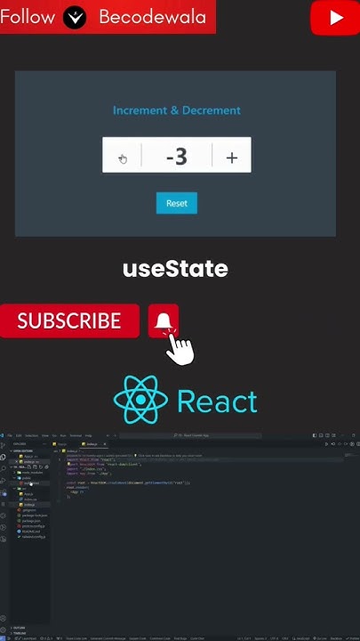 Counter using React Js | #becodewala #counter #react #shorts - YouTube