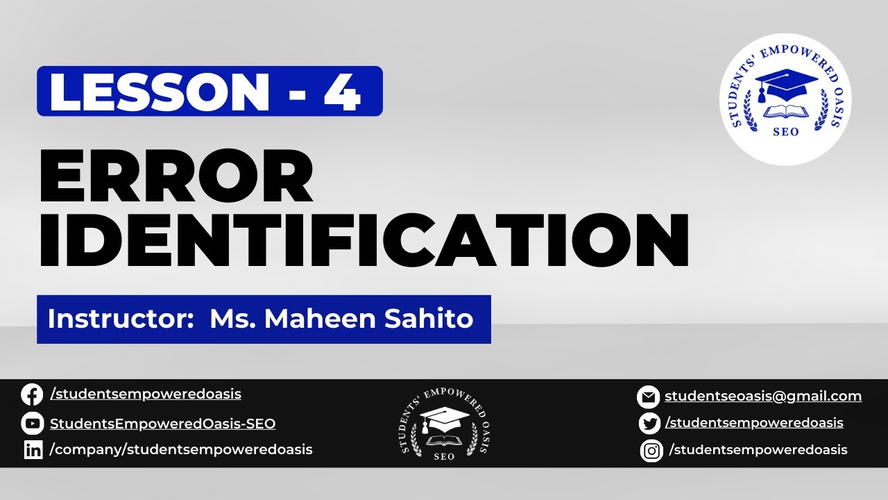 Error Identification | English Lec 04 | Students Empowered Oasis (SEO ...