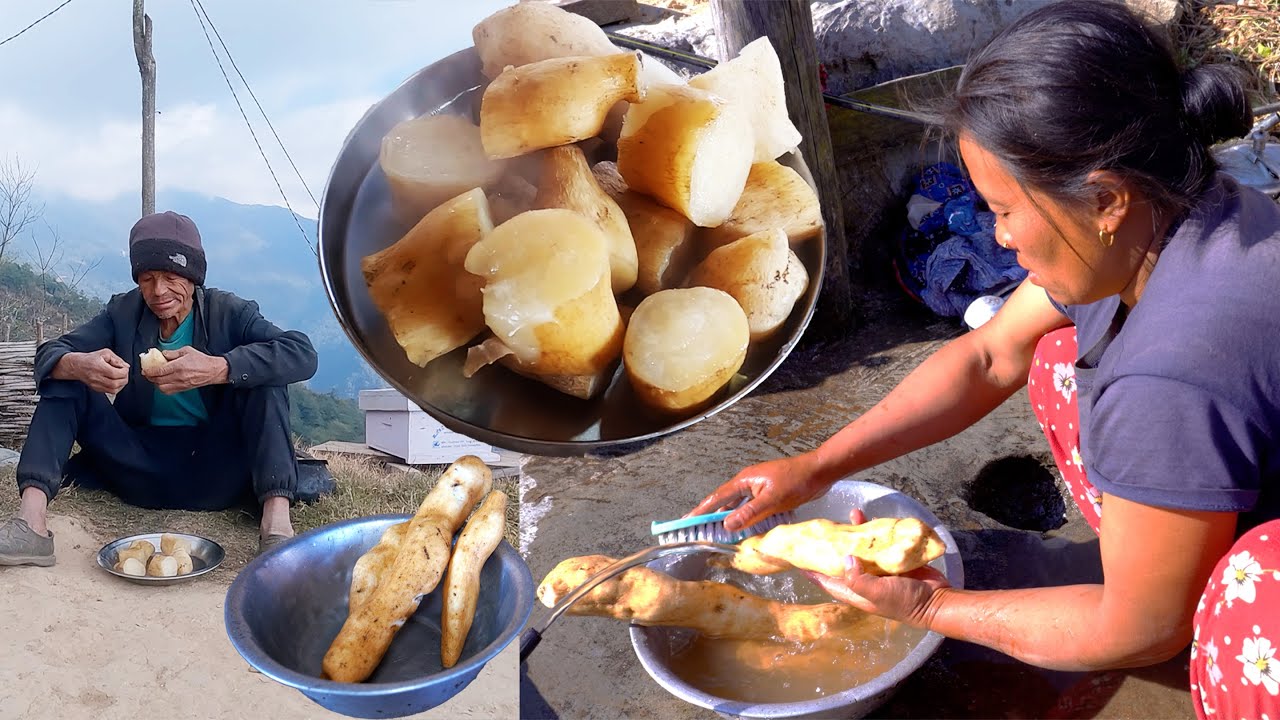 chayote roots recipe of sarmila || a village helper helping to sarmila ...