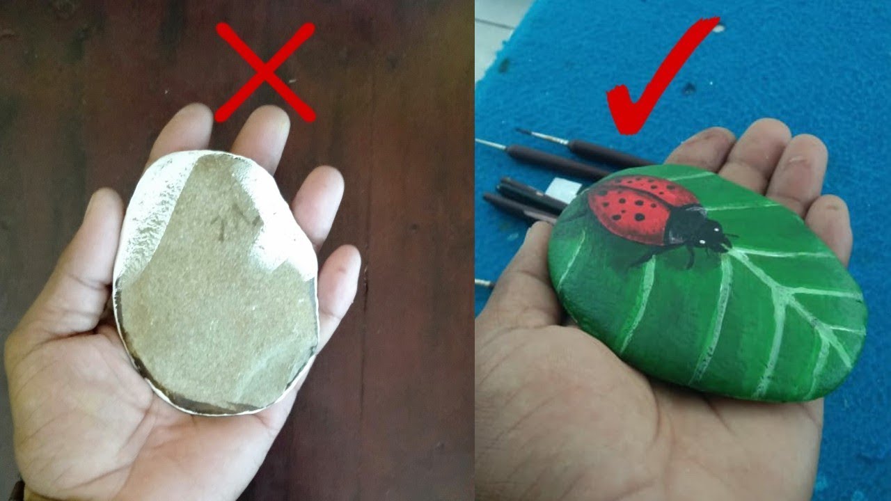 Melukis dimedia batu /creative ideas utilizing natural stone - YouTube