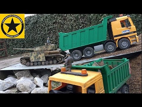 BRUDER Toy Trucks Mercedes Dump TRUCK Recovery by TANK Panzer IV ...