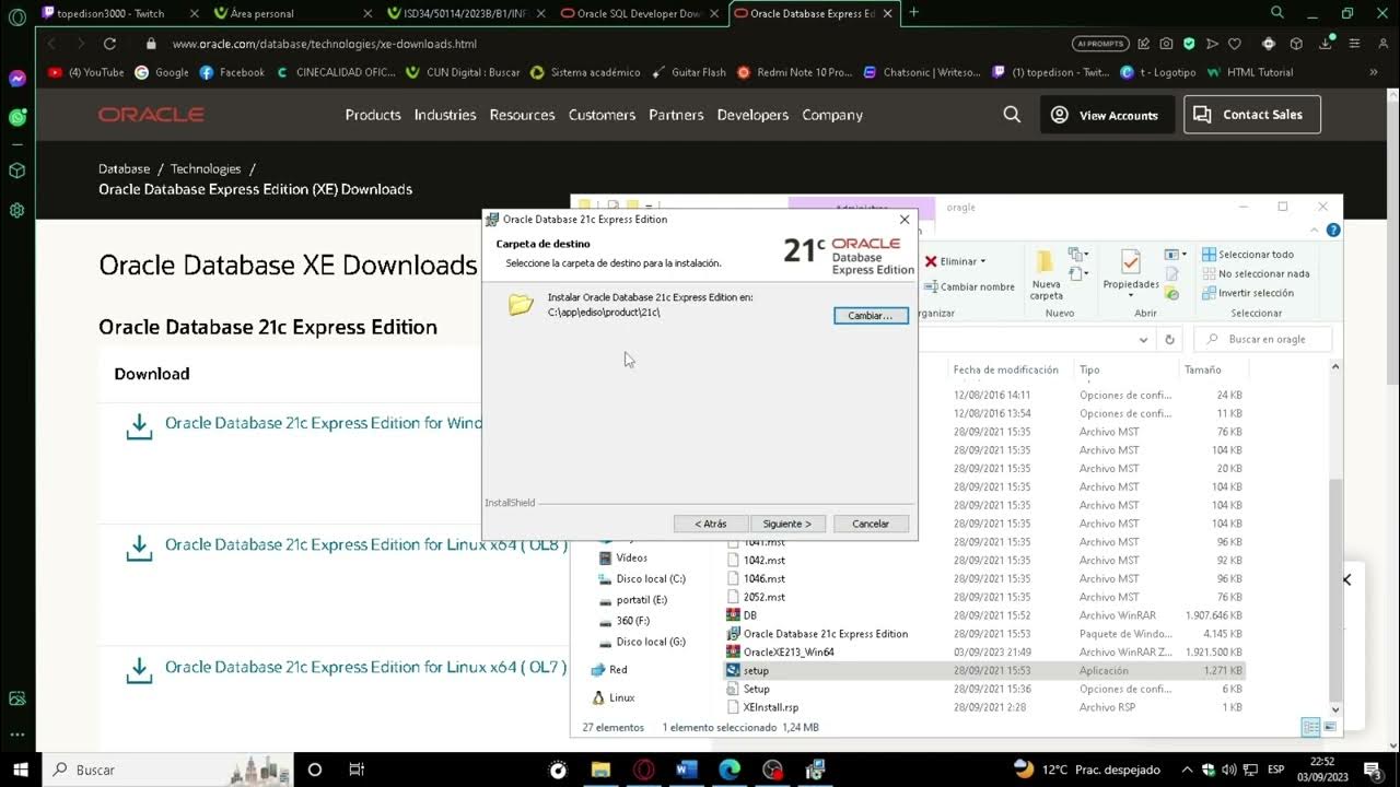 intalacion de SGBD Oracle en la versión Oracle Database Express XE y y ...