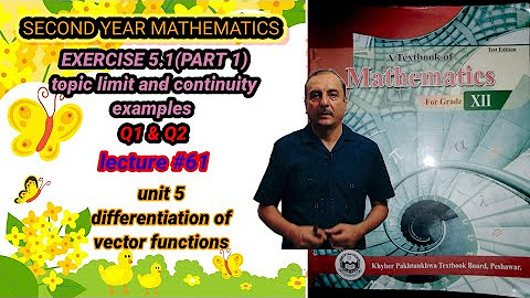 UNIT 5 SECOND YEAR MATH ( DIFFERENTIATION OF VECTOR FUNCTIONS) - YouTube