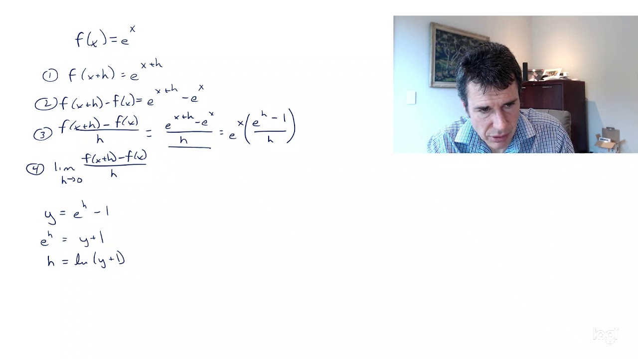 Derivative of exponential with four step process - YouTube