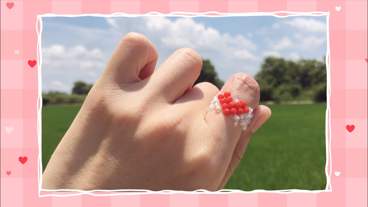 วิธีร้อยแหวนลูกปัดรูปหัวใจง่ายๆ ️💍: How to Make Heart Beaded Ring - YouTube