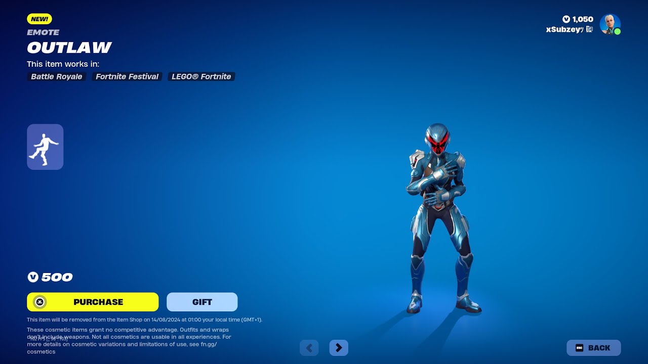 *NEW* Outlaw Icon Emote! Fortnite Item Shop [August 7th, 2024] - YouTube