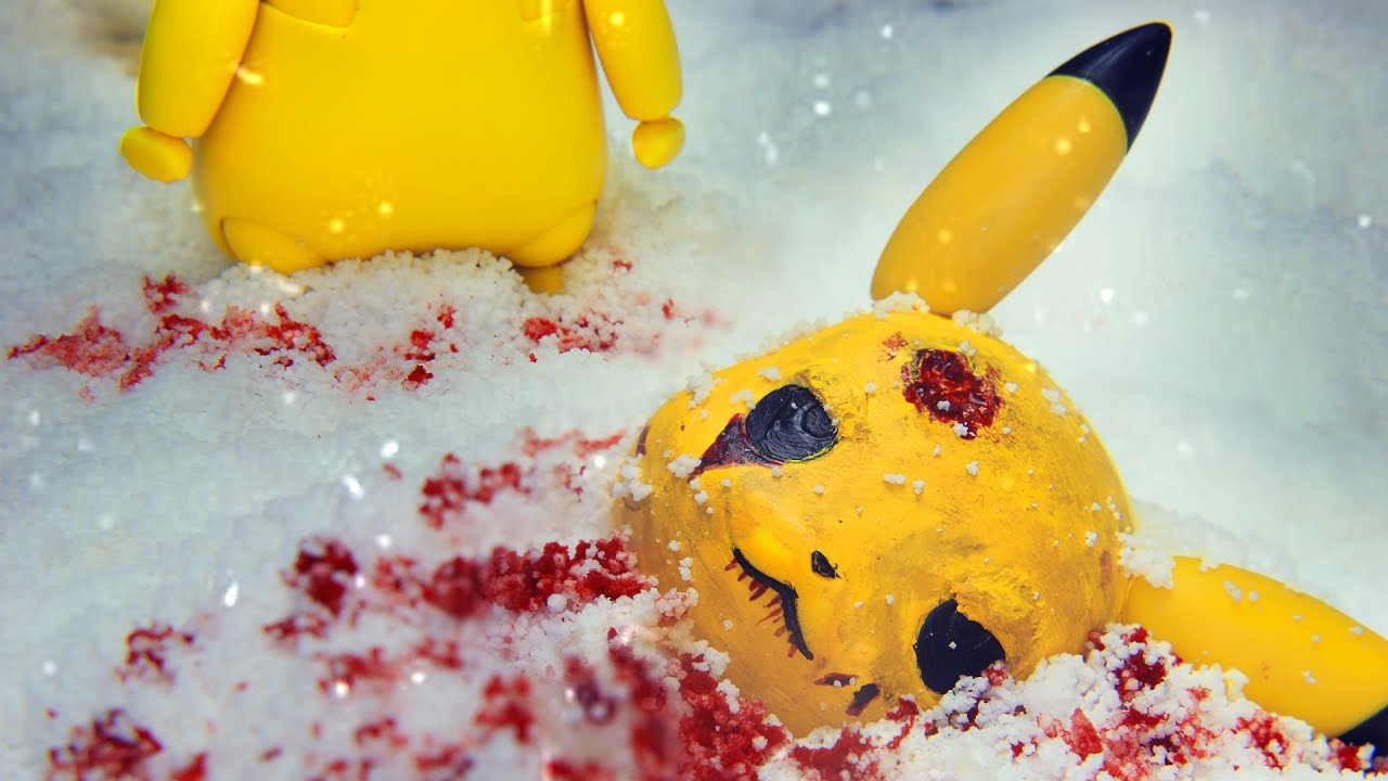 Pokemon Pikachu Build Snowman Failed Stop Motion - YouTube