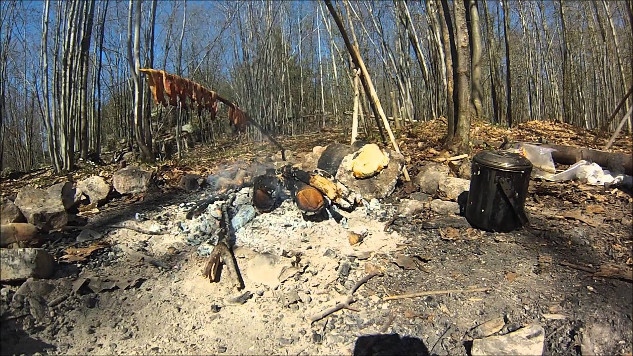 Wilderness bushcraft cooking . The notch stick - YouTube