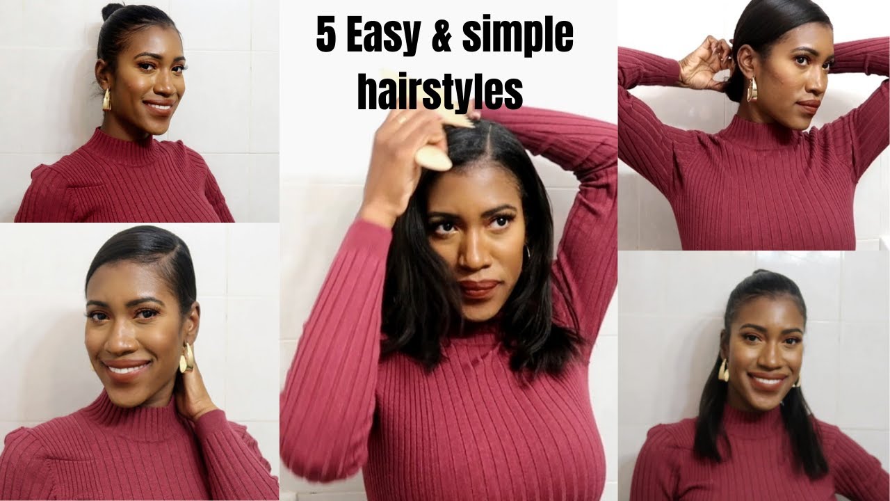 RELAXED HAIR | 5 EASY & SIMPLE HAIRSTYLES FOR RELAXED HAIR - YouTube