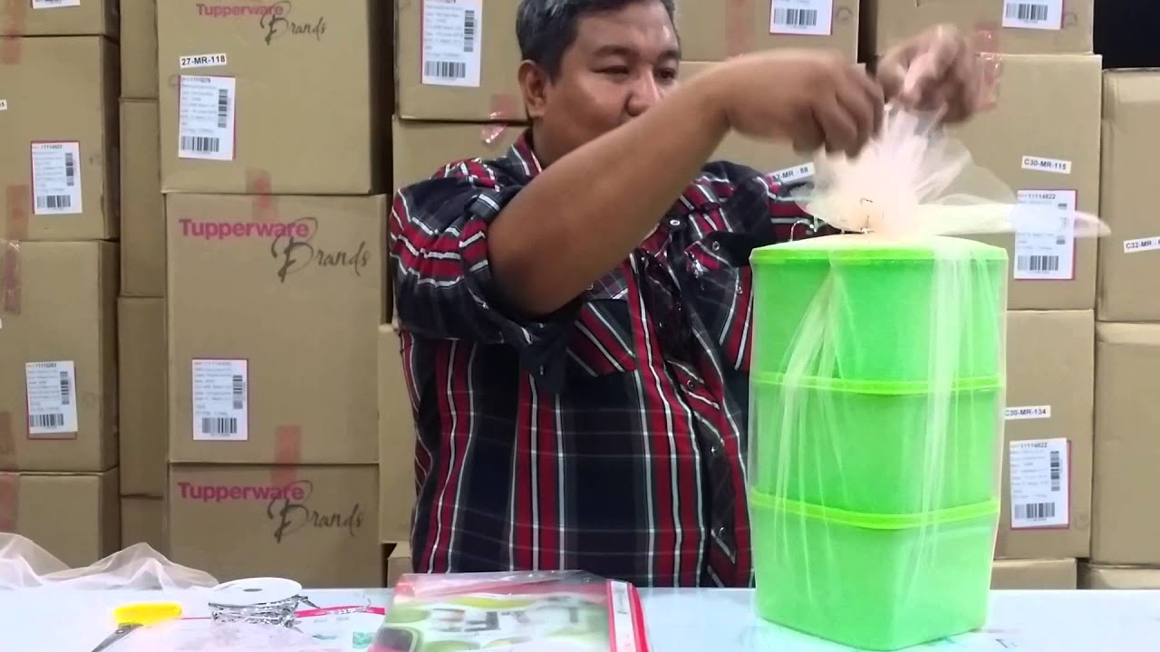 Tips wrapping hamper tupperware(2) - YouTube