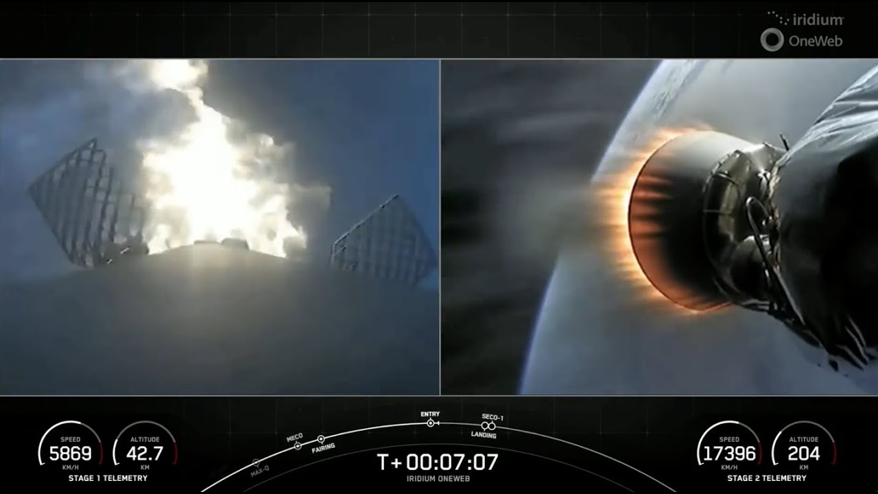 Spacex Launches 21 Satellites For Iridium And Oneweb Through Fog Nails