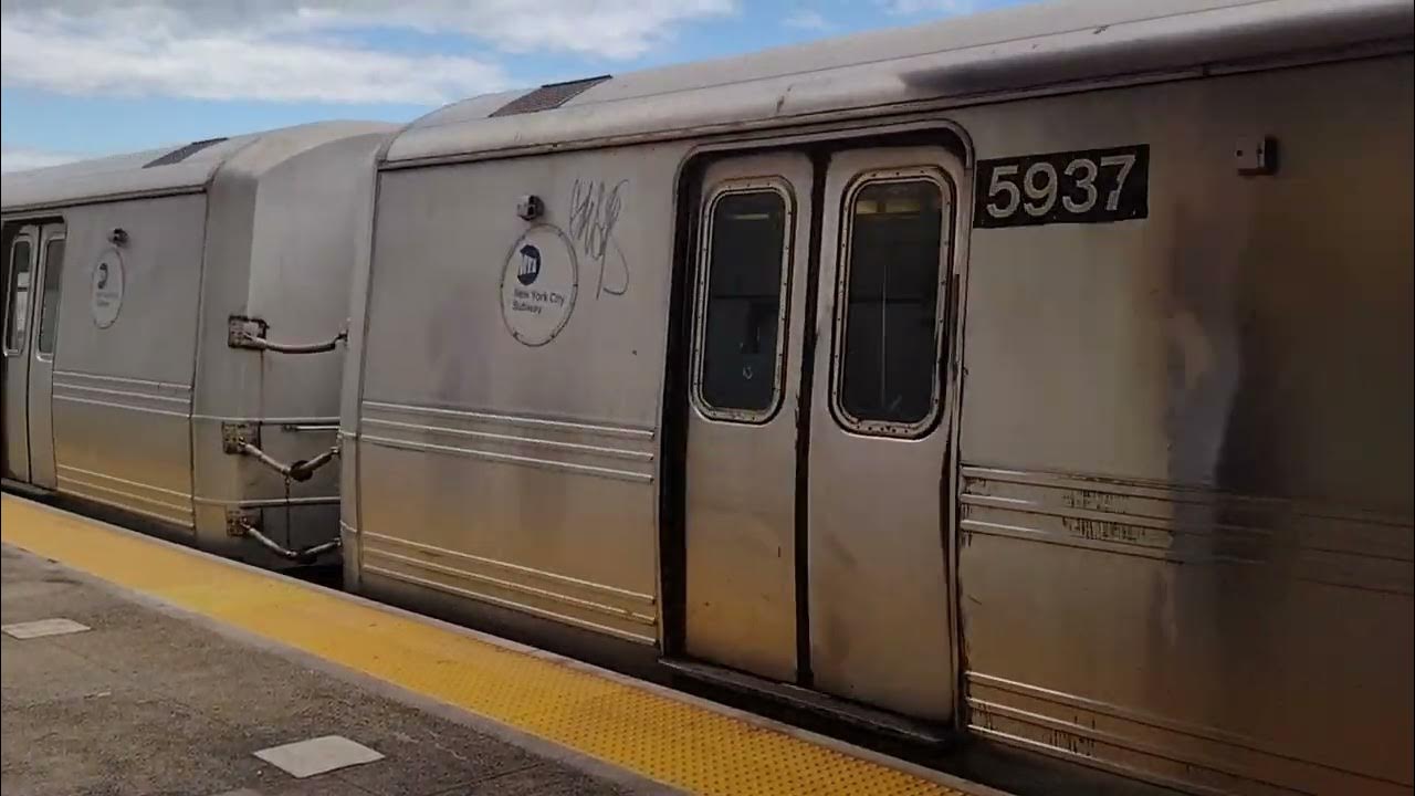 R46 Rockaway Park Shuttle entering Broad Channel - YouTube