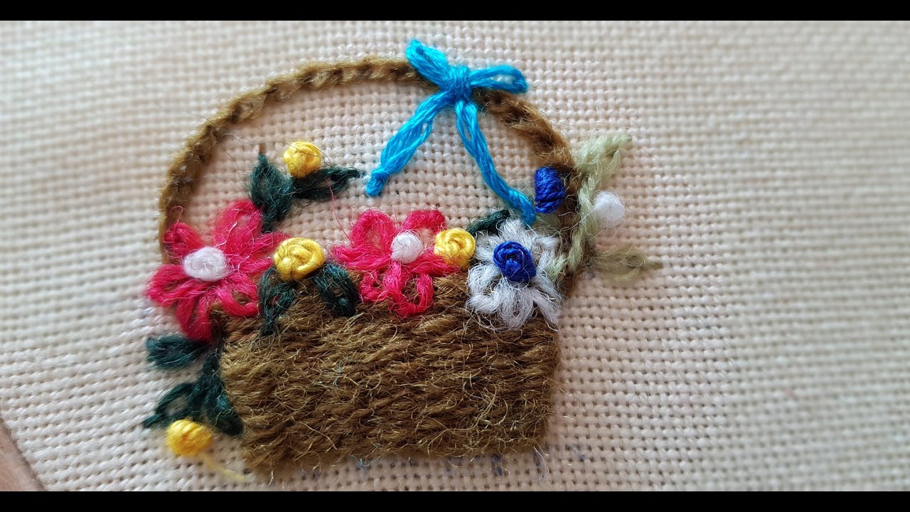 Stumpwork (Raised Embroidery): Amazing 3-D Weaving Basket - YouTube