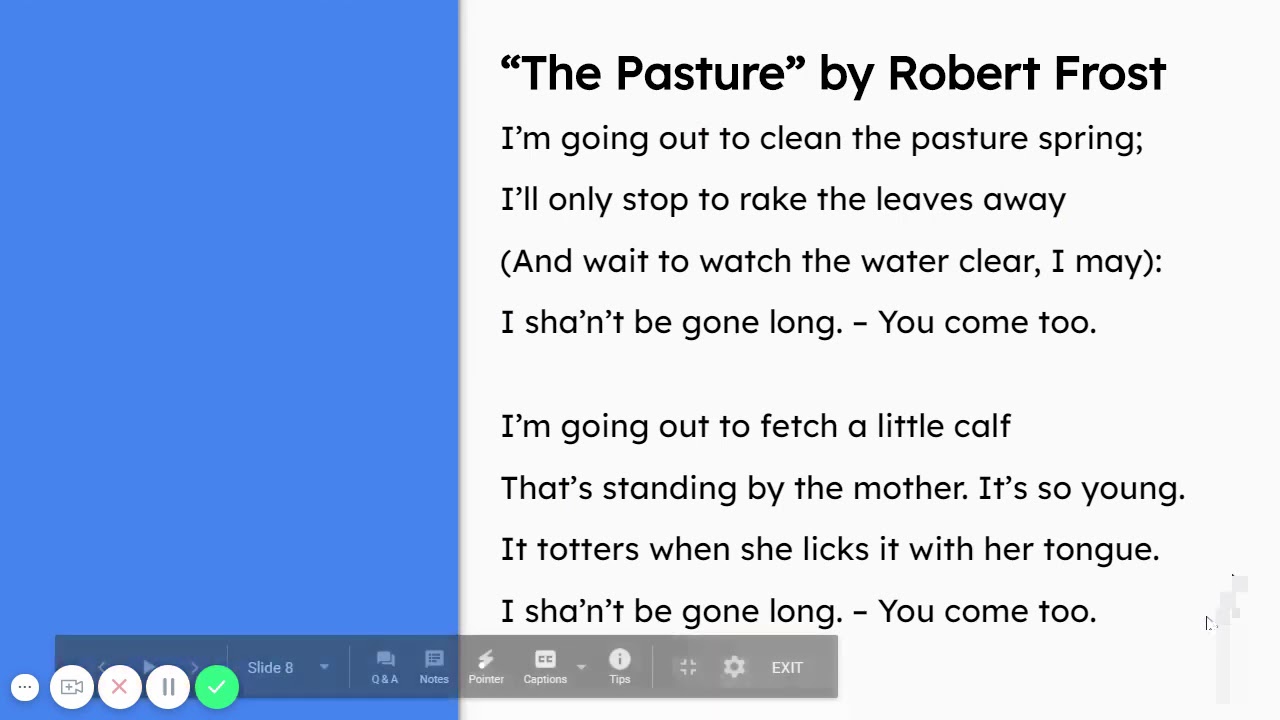 G4 M1 U1 L7 The Pasture Poem by Robert Frost - YouTube