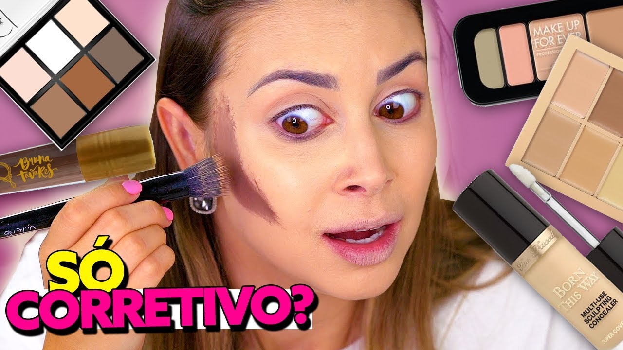 MAQUIAGEM COMPLETA SÓ COM CORRETIVO 😳 - YouTube
