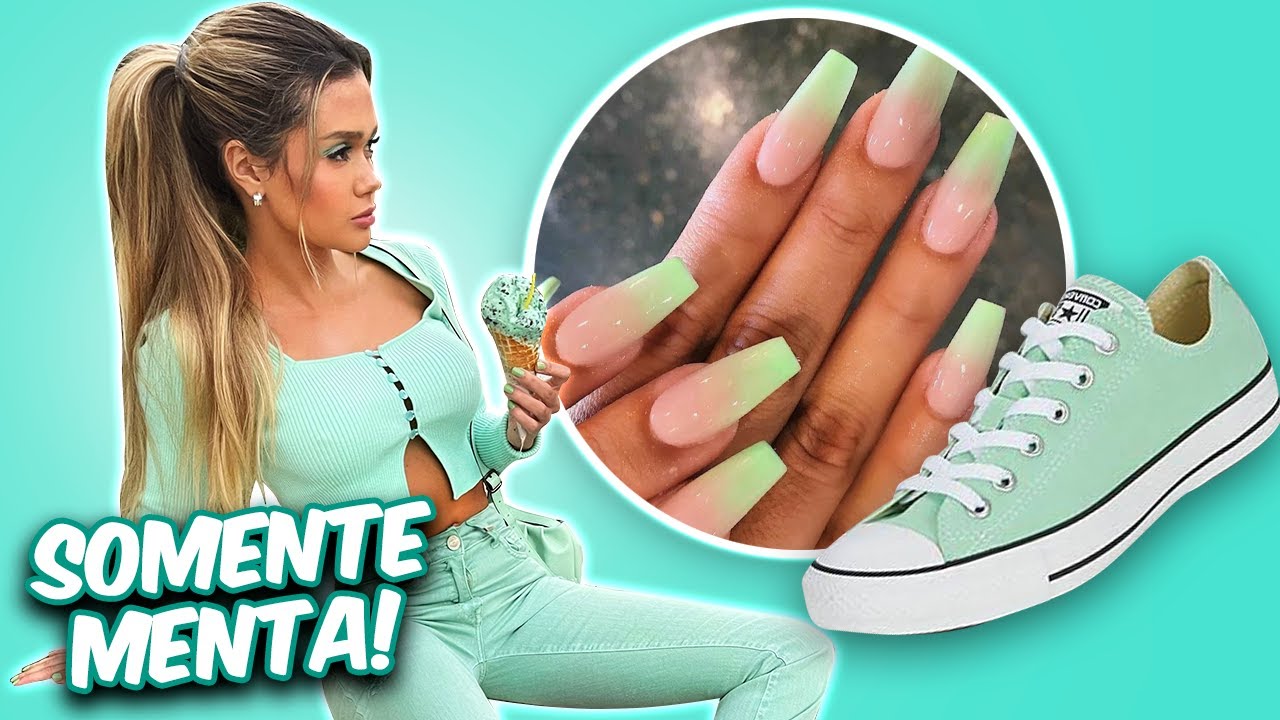 Usando SÓ COR MENTA por UM DIA! - YouTube
