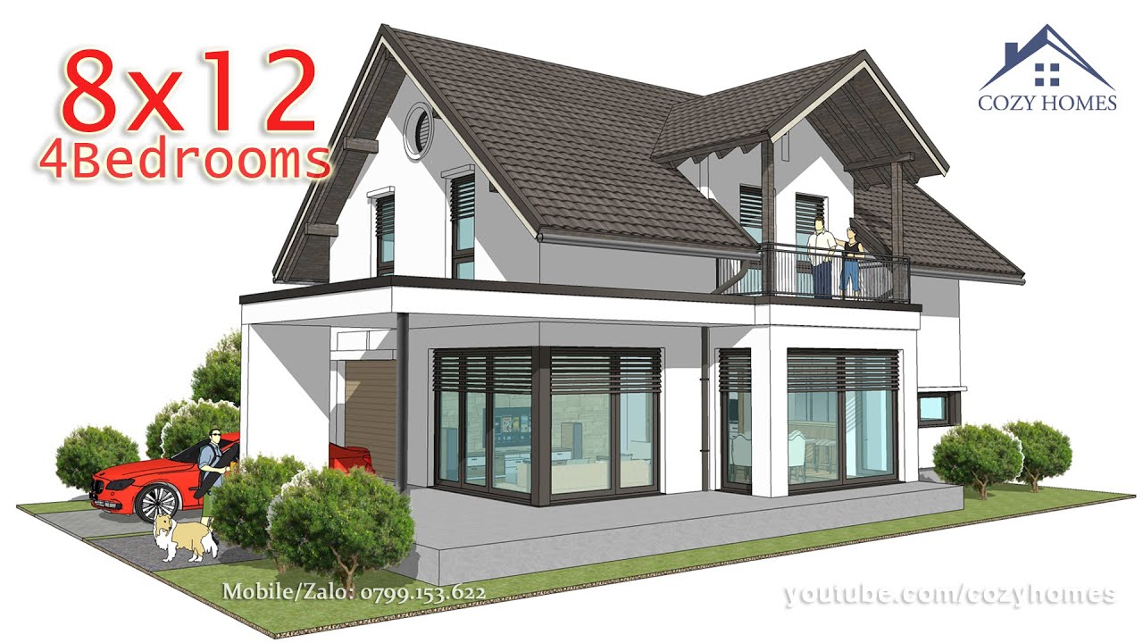 Mẫu Nhà 8x12m - 4 Phòng Ngủ | Simple House Design 8x12m with 4 Bedroom ...