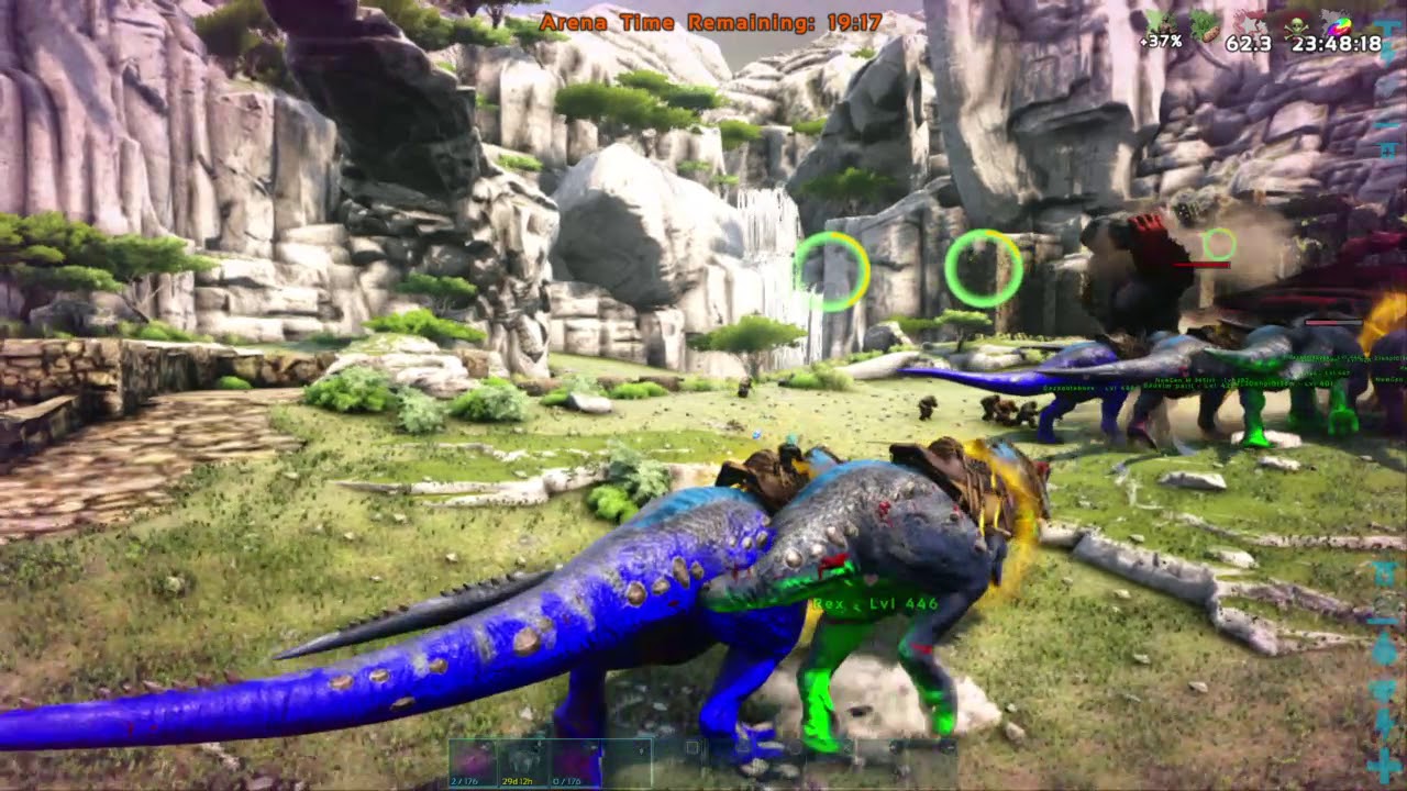 ARK Valguero Alpha boss fight (17 rexs + 1 yuty) - YouTube