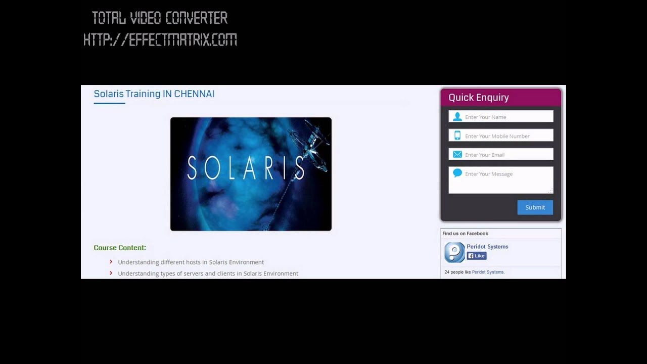 Solaris Training Institutes In Chennai With Placement - YouTube