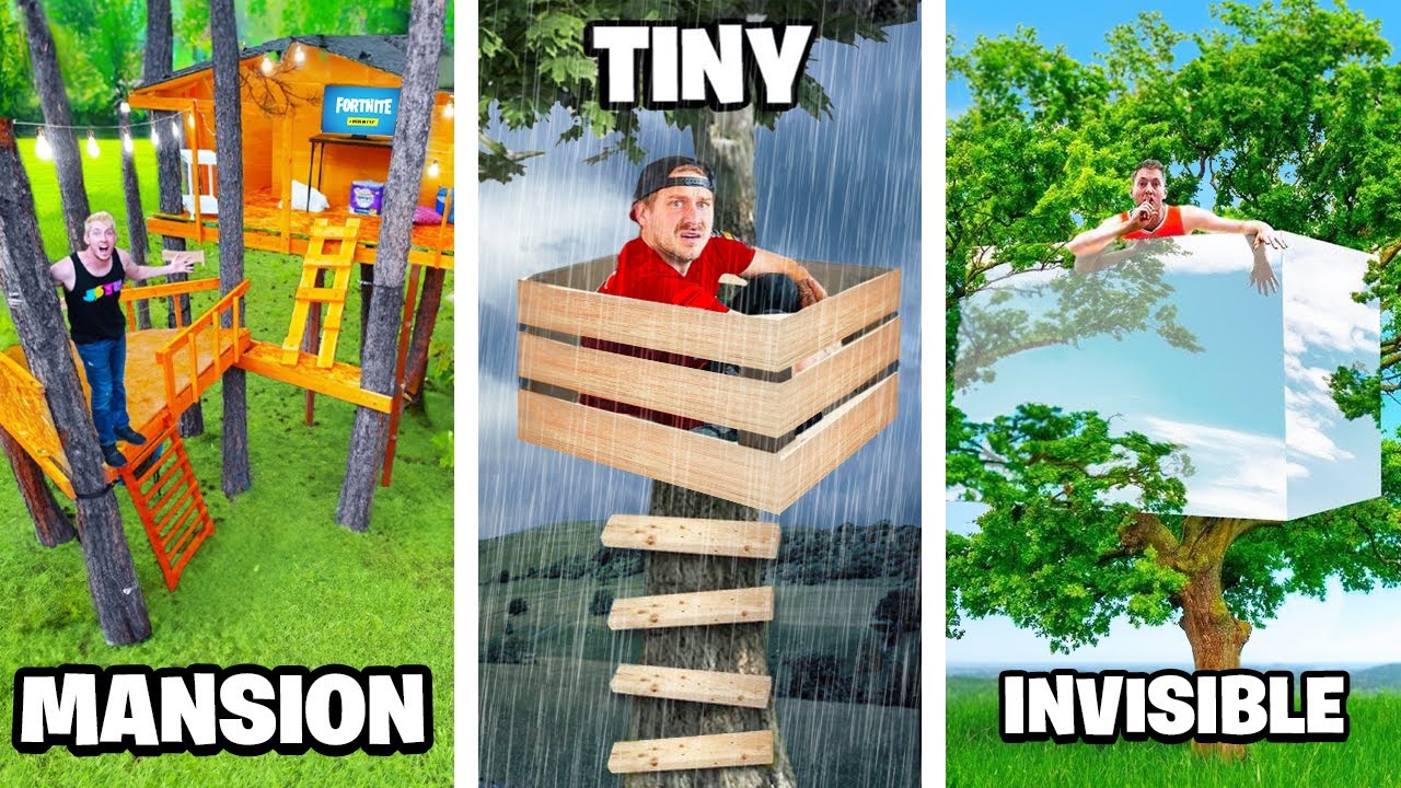 SURVIVING IN ULTIMATE TREEHOUSES! - YouTube