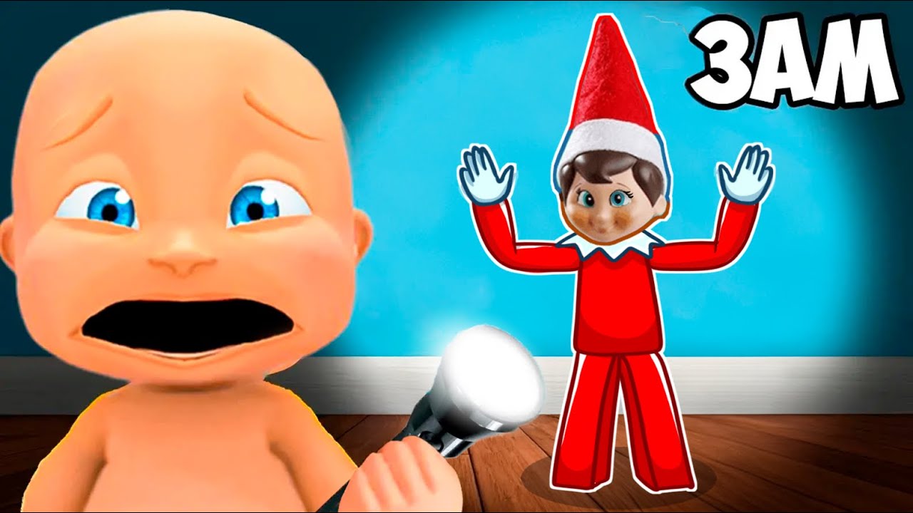 Baby and ELF ON THE SHELF Play 3AM HIDE AND SEEK! - YouTube