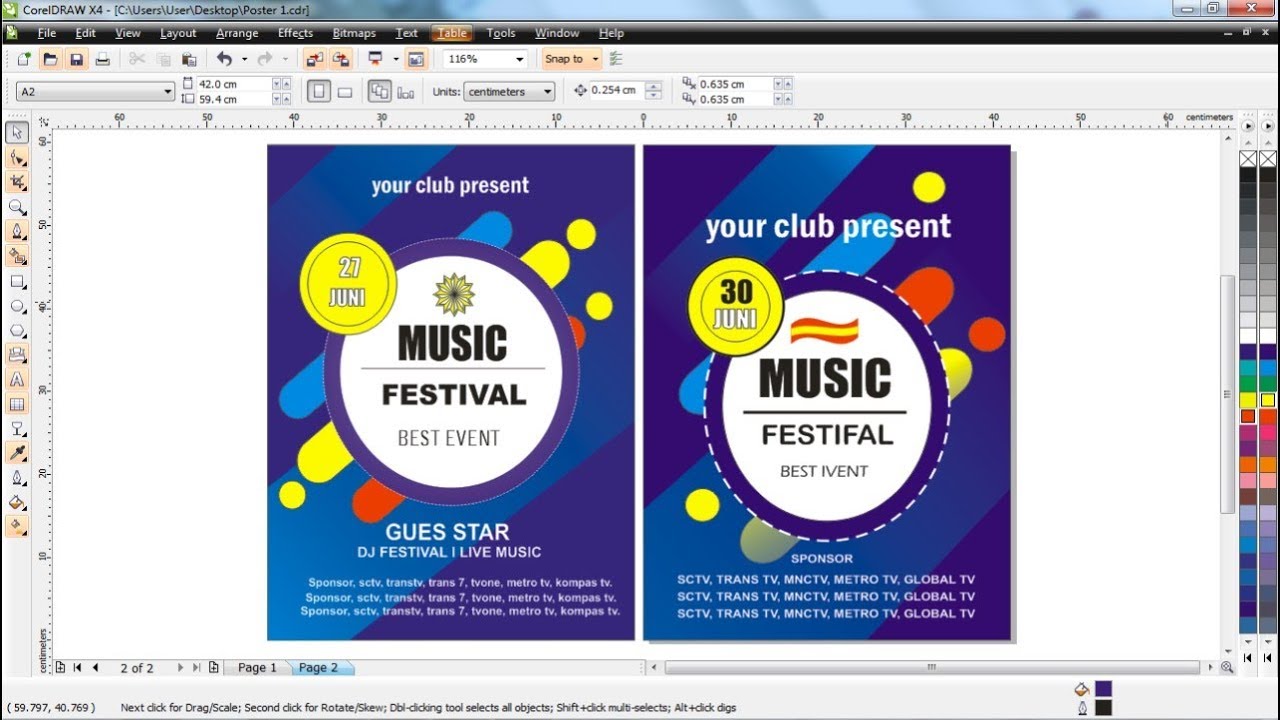 Speed CorelDRAW X4 Desain Poster Prof #DesainGrafisGratis - YouTube