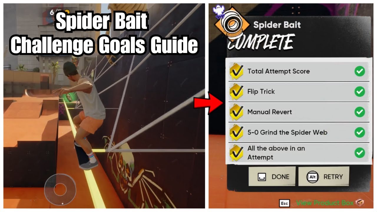 Skate 4 - Spider Bait Challenge Goals Guide - YouTube