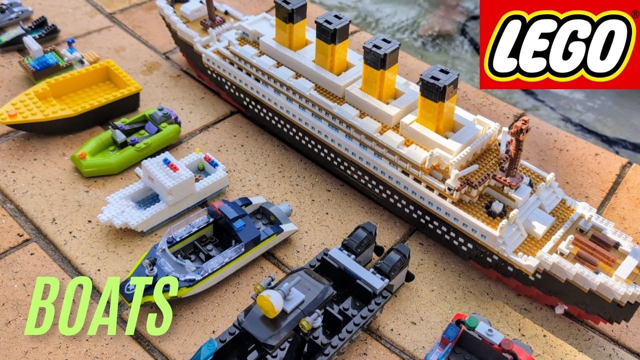 Lego Boat Collection Sinking Titanic Police Warship - YouTube