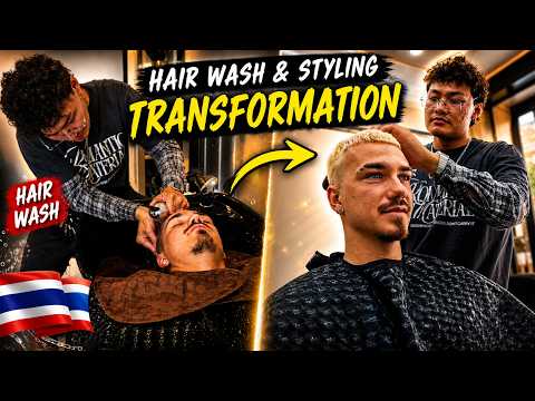 🇹🇭 I Got a Fresh Blonde in Thailand 🇹🇭 Hair Wash & Styling Transformation (ASMR Sounds)