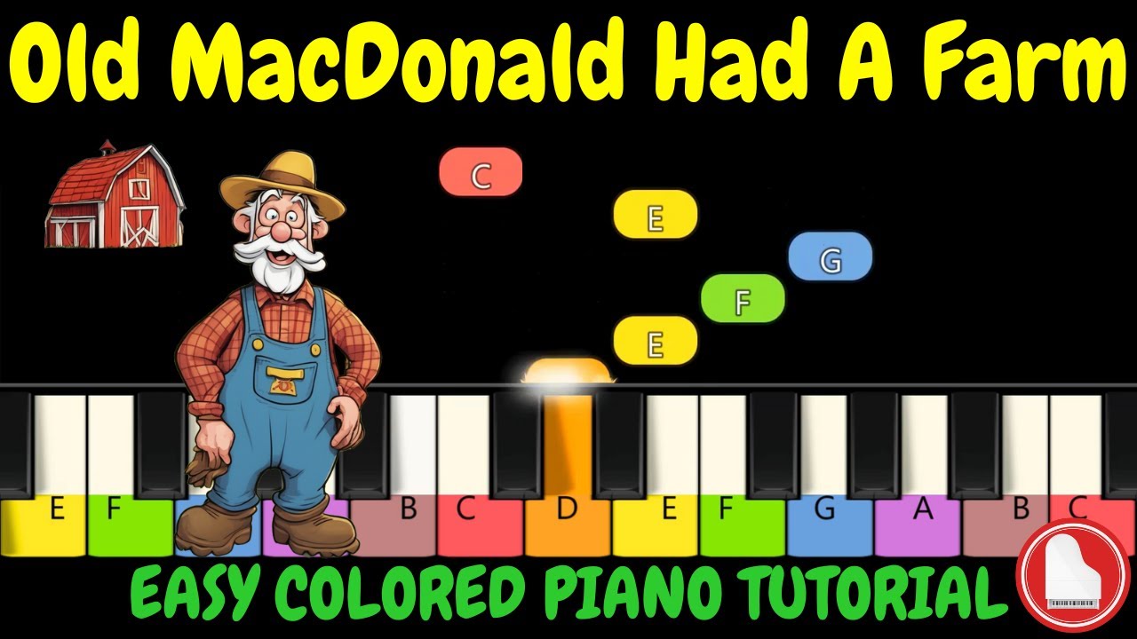 Old MacDonald Had A Farm 🚜 EASY SLOW Beginner Piano Tutorial With ...