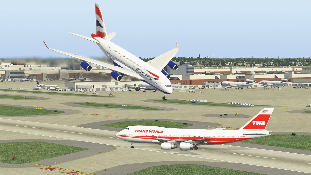 A380 Almost Collides With Boeing 747 During Take Off |XP11 - YouTube