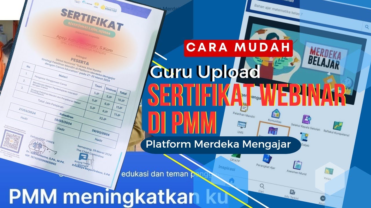 Begini cara mudah upload sertifikat webinar di Aplikasi PMM - YouTube