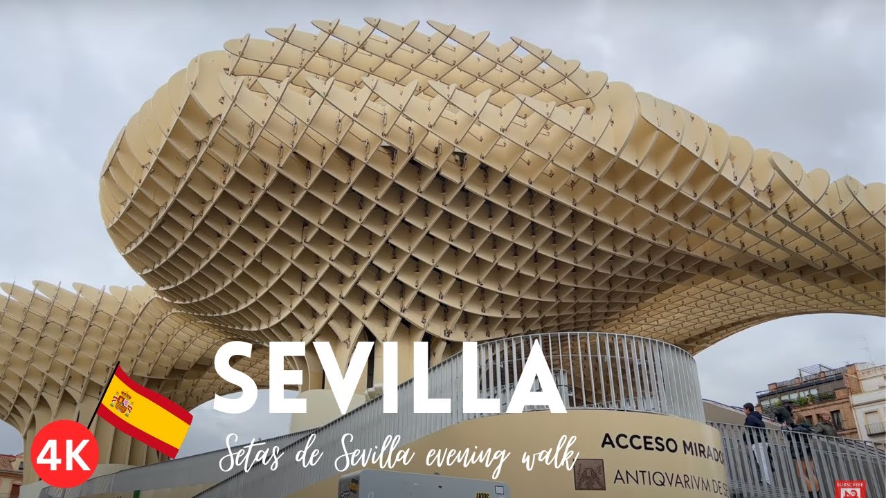 Evening walk in Sevilla centre in the winter / Setas de Seville [4K ...