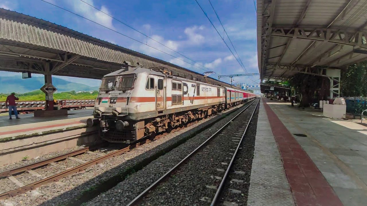 INSANE SPEED!! GZB WAP-7 Hauled Pune DURONTO Slams Kelve Road At 130 ...
