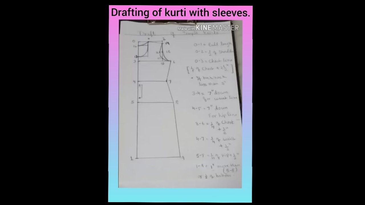 Drafting of kurti with sleeve.( Part-1) - YouTube