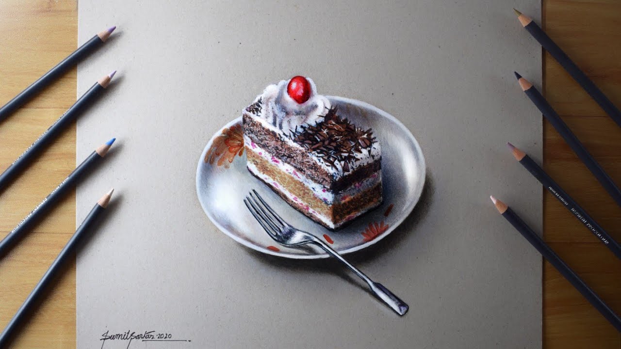 Drawing a Cake 🍰 || 3D Drawing || Sumit Sarkar - YouTube