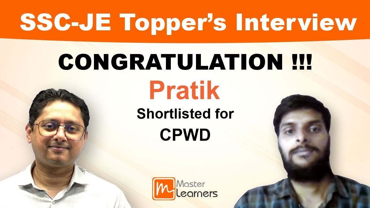 SSC JE 2022 Topper's Interview| Pratik | Master Learners Student - YouTube